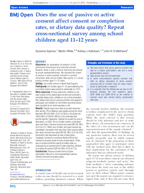 Pdf Does The Use Of Passive Or Active Consent Affect Consent Or