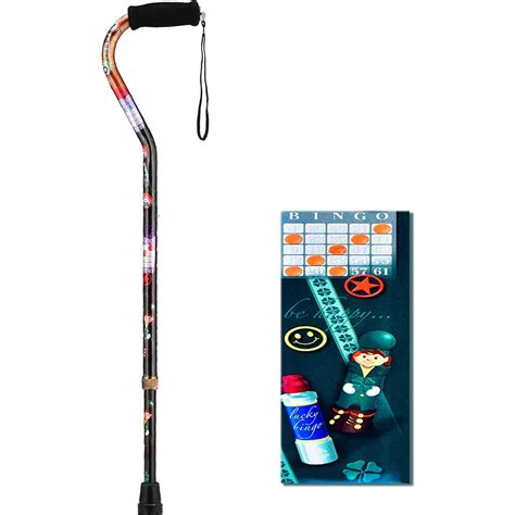 Nova Cane Offset With Strap Bingo Nights Design Walking Canes