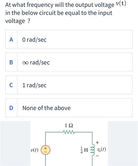 Solved At What Frequency Will The Output Voltage V T In The Chegg