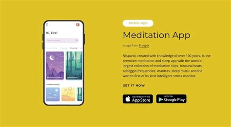 meditation app web page design by nicepage