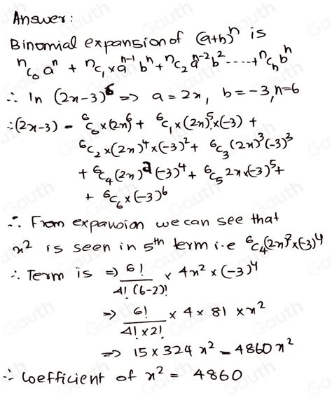 Solved Given The Binomial Expansion 2x 36 Determine The Coefficient