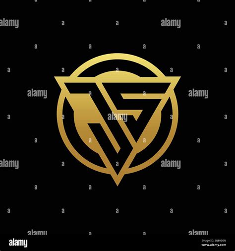 Js Logo Monogram With Triangle Shape And Circle Rounded Style Isolated On Gold Colors And Black
