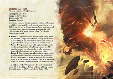 New Spell Primordial Tides — Dnd Unleashed A Homebrew Expansion For