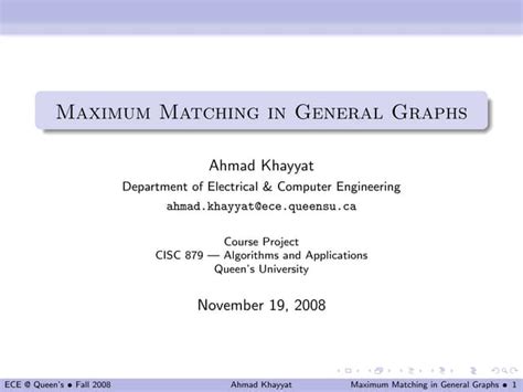 Maximum Matching In General Graphs Ppt