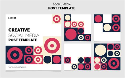 Social Media Post Template Pack 5 Different Post Design Geometric
