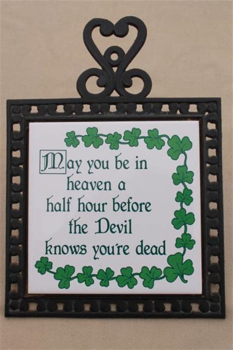 Irish Blessing Kitchen Trivet Vintage Ceramic Tile Cast Iron