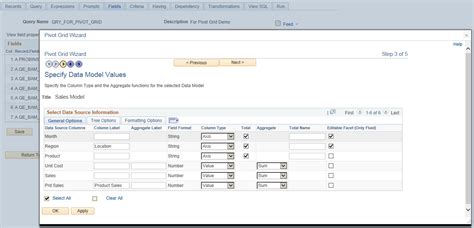 Creating Pivot Grid Models Using Query Manager