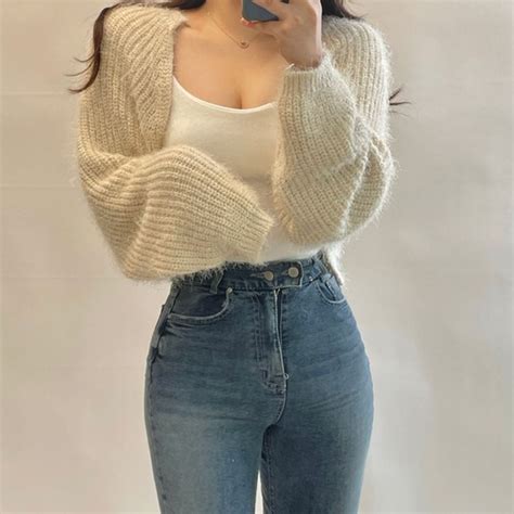 앙고라 볼레로 퍼 가디건