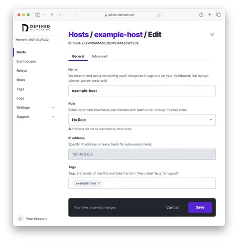 Configuring Hosts With Tags Managed Nebula Docs