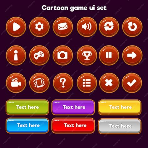 set di beautiful game ui button cartoon style ui button 2d button 2d ui