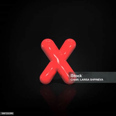 글로시 레드 페인트 검정색 배경 3d 렌더링 그림에 격리 거품의 편지 X 소문자 네온에 대한 스톡 사진 및 기타 이미지 네온 대문자 알파벳 Istock