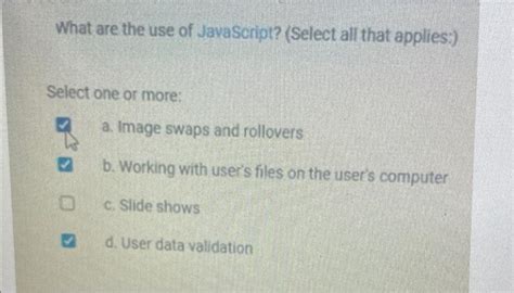 Solved What Are The Use Of Javascript Select All That