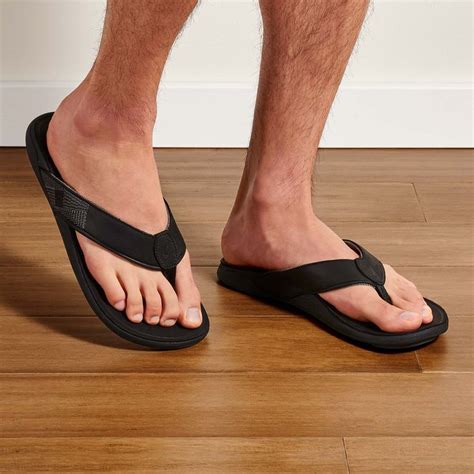 Tuahine Mens Waterproof Leather Beach Sandals Black Olukai Mens