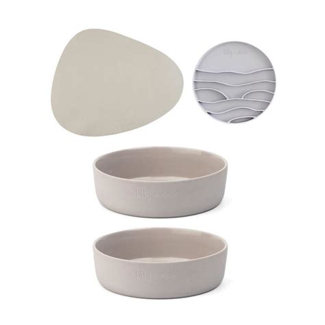 Lilly Dash 2x Dog Food Water Sml Slate Ceramic Bowls Sml Insert