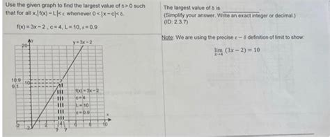 Solved Use the given graph to find the largest value of δ Chegg