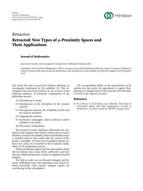 Pdf Retracted New Types Of μ Proximity Spaces And Their Applications