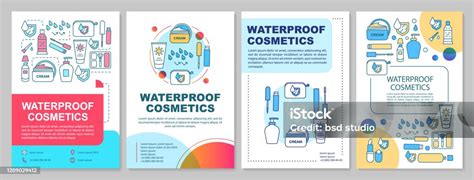 방수 화장품 메이크업 스킨 케어 브로셔 템플릿 레이아웃 전단지 소책자 선형 그림이있는 전단지 인쇄 디자인 잡지 연례 보고서 광고 포스터에 대한 벡터 페이지 레이아웃 뉴스