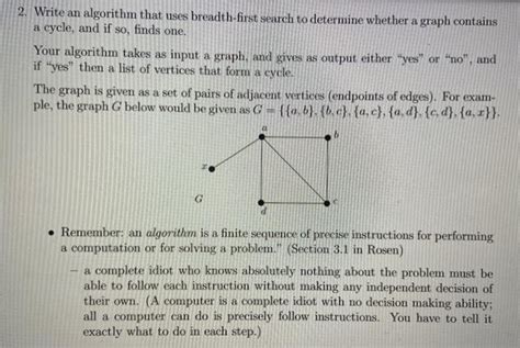 Solved 2 Write An Algorithm That Uses Breadth First Search