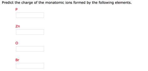 Solved Predict The Charge Of The Monatomic Ions Formed By Chegg