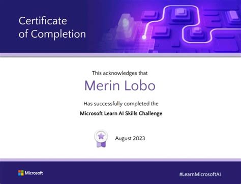 merin lobo on linkedin i am delighted to share that i have completed microsoft learn ai skills…