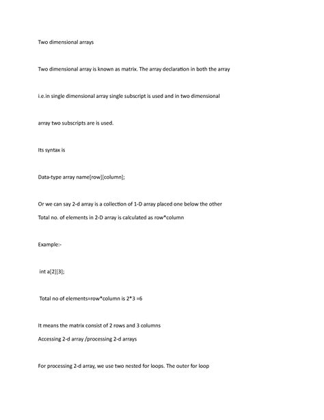 two dimensional array 3 two dimensional arrays two dimensional array is known as matrix the