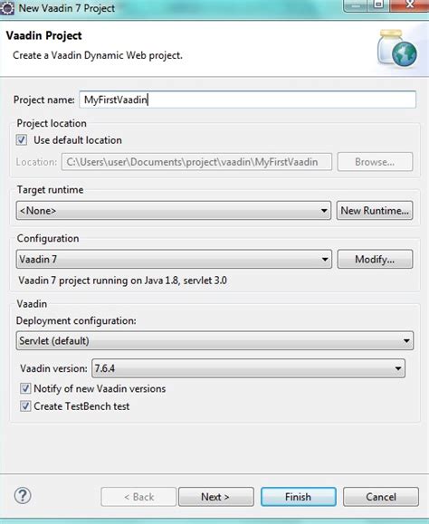 Create My First Vaadin Project Apache Tomcat V80