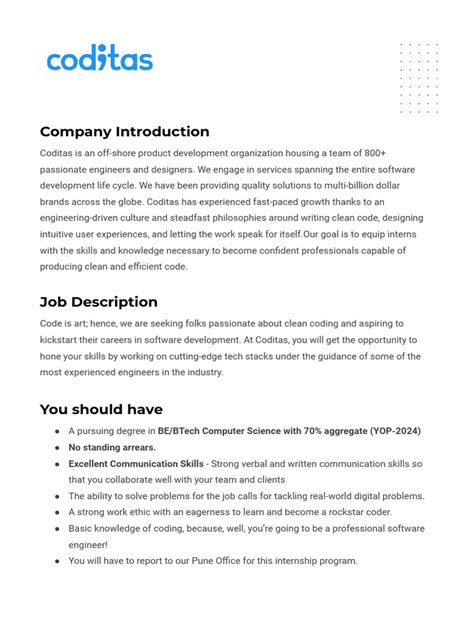 Coditas Internship 24 Jd Pdf Communication Human Communication