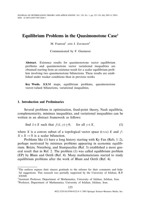 Pdf Equilibrium Problems In The Quasimonotone Case