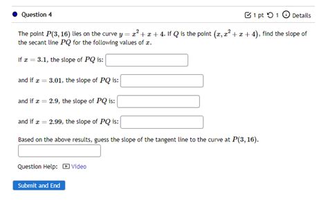 solved the point p 3 16 lies on the curve y x2 x 4 if q is