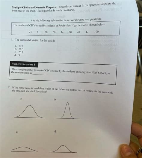 Solved Multiple Choice And Numeric Response Record Your