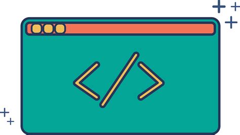 Conception De Style De Glyphe Dillustration Dicône De Programmation Avec Couleur Et Signe Plus