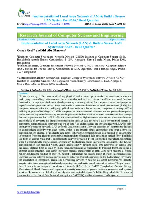 Pdf Implementation Of Local Area Network Lan And Build A Secure Lan System For Baec Head Quarter