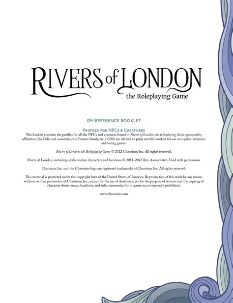 Rivers Of London Rpg Free Handouts Pack By Chaosium