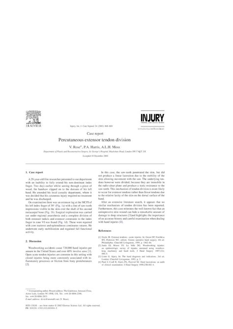 Pdf Percutaneous Extensor Tendon Division Dokumentips