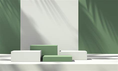 녹색 배경과 나무 그림자가있는 3d 녹색 제품 연단 디스플레이 여름 제품 모형 배경 3d 렌더링 일러스트 레이 션 생활필수품에 대한 스톡 사진 및 기타 이미지 Istock