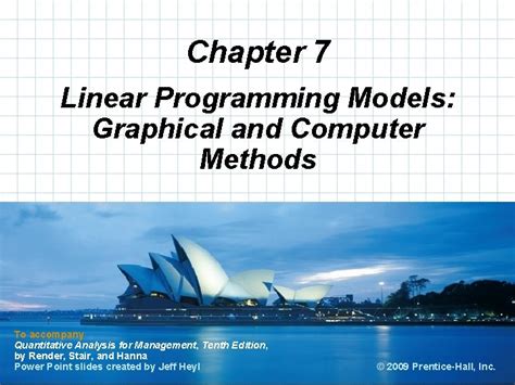 Chapter 7 Linear Programming Models Graphical And Computer