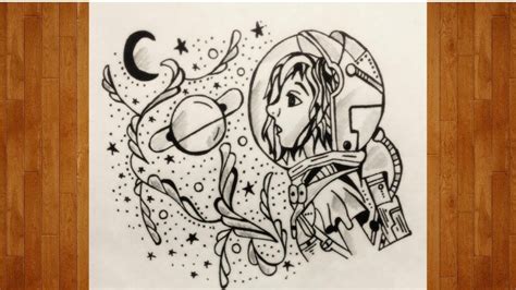 Як намалювати красиву дівчину в космосі оригінальний малюнок в кольорі Ravlyk