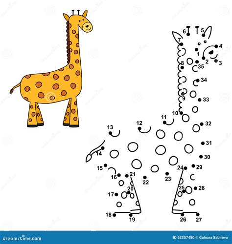 Connect The Dots To Draw The Cute Giraffe And Color It Stock Vector Illustration Of Black