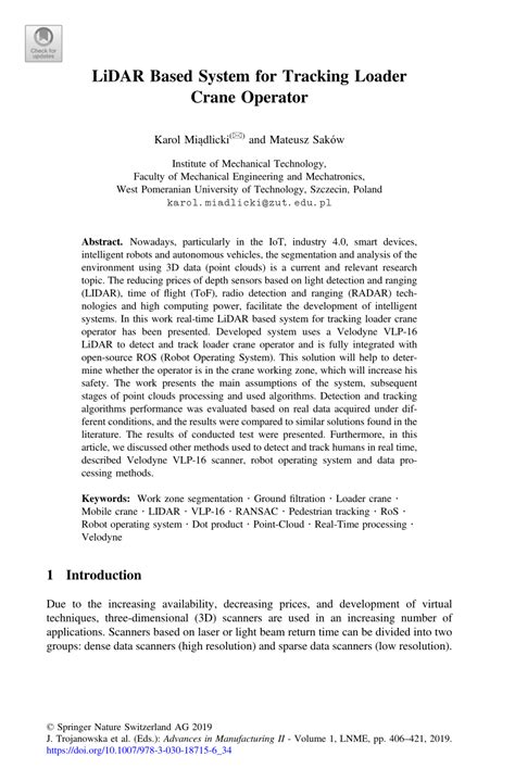 Pdf Lidar Based System For Tracking Loader Crane Operator