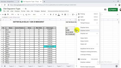 Cara Membuat Spreadsheet Rintik Sedu