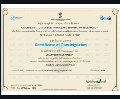 Machinelearning Python Nielit Vishwajeet Gujar