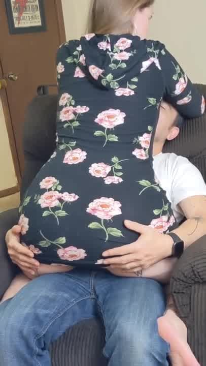 Button Nurses Peak While Sitting In His Lap