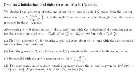 Problem 3 Infinitesimal And Finite Rotations Of Spin