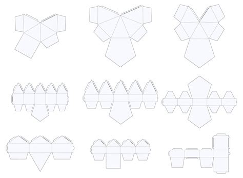 Coleção Editável Box Dobrável Die Cut Cube Template Blueprint Layout Com Corte E Pontuação