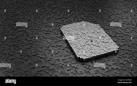 3d Rendering Metal Cubes In Shape Of Symbol Of Paper With Bent Corner