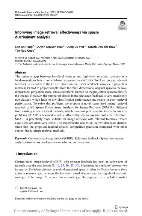 Improving Image Retrieval Effectiveness Via Sparse Discriminant Analysis