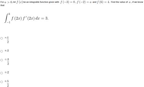 solved for a 0 let f x be an integrable function given