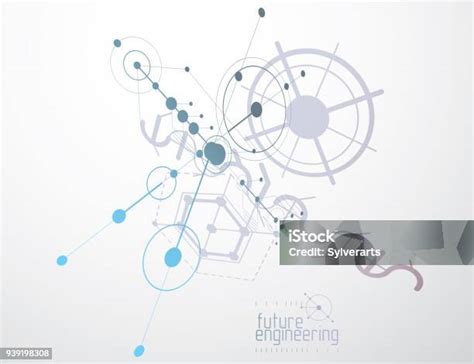 기계적 체계 공학 원과 메커니즘의 형상 부품 드로잉 벡터 기술 계획 웹 디자인 및 배경 화면이 나 배경으로 사용할 수 있습니다 0명에 대한 스톡 벡터 아트 및 기타 이미지