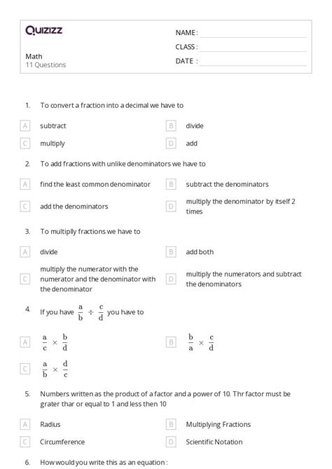 50 Comparing Fractions With Unlike Denominators Worksheets For 8th