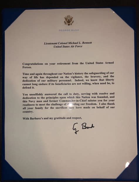 I Received My Congratulatory Retirement Letter From President George H